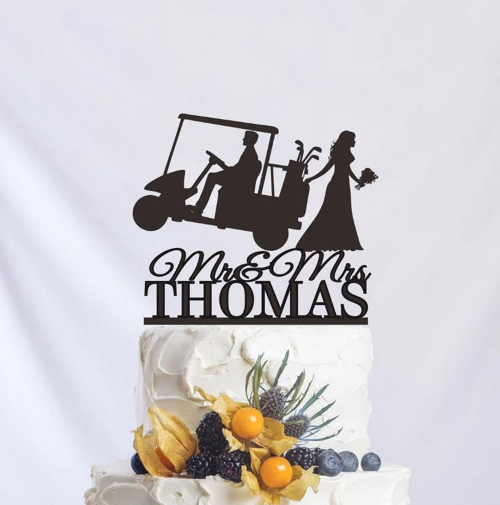 Golf Cake Topper, Golf Cart Wedding Cake Topper, Golfing Couple Cake ...