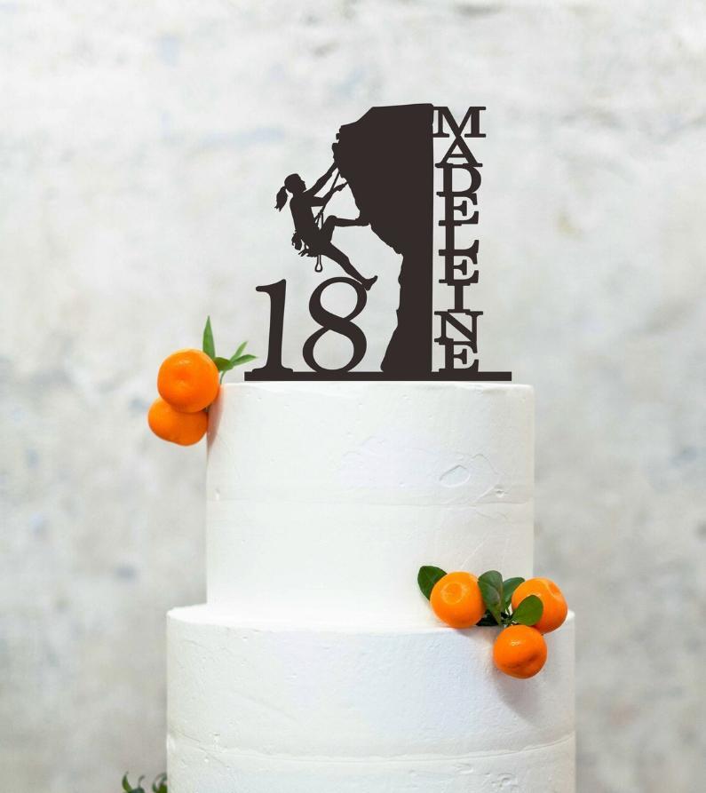 Rock Climbing Birthday Cake Topper, Climbing Cake Topper, Female ...