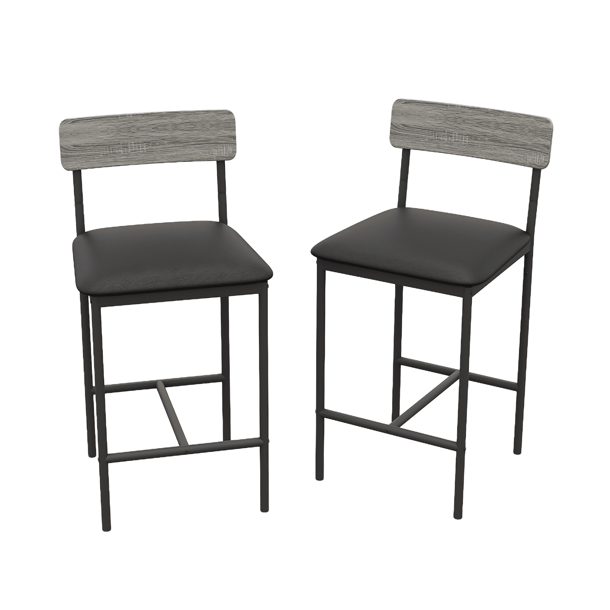 2 piece 25.5" Bar Stools with Back & Footrest, Upholstered Counter ...