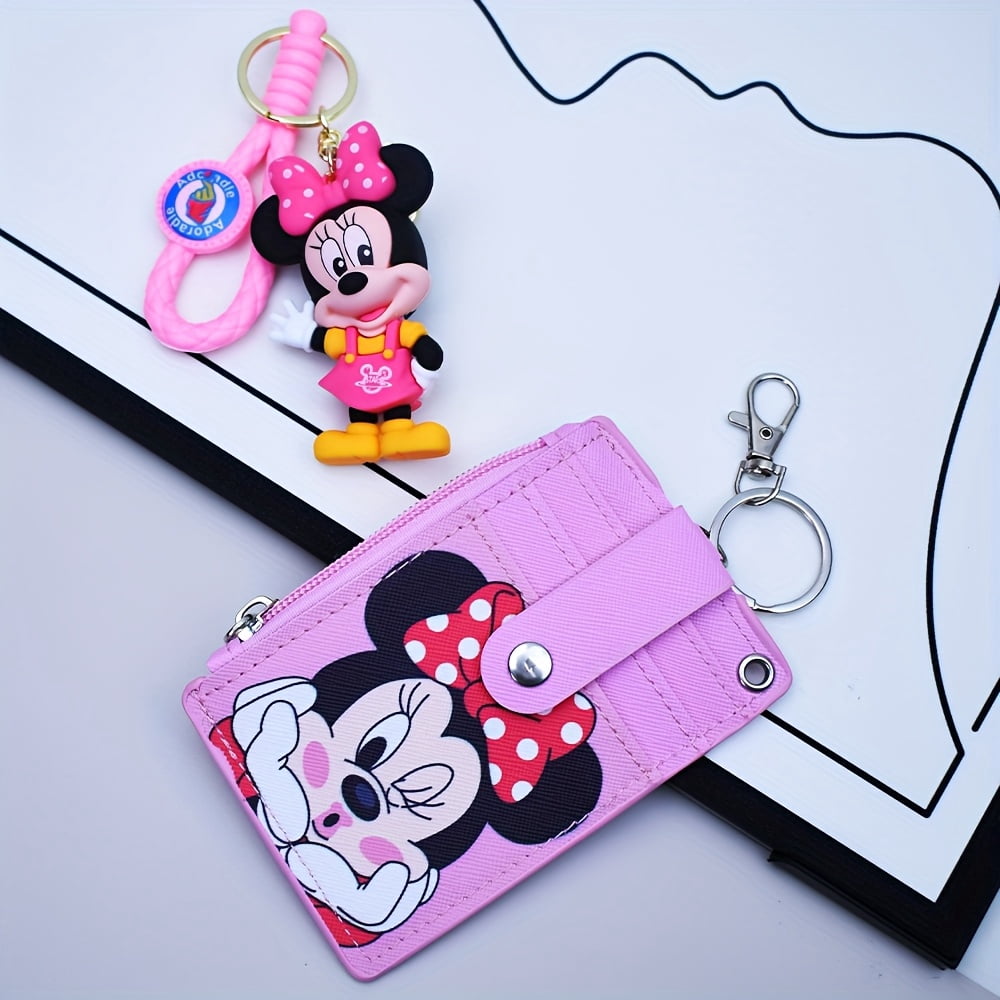 2-piece Cartoon Character Keychain ID Card Holder with Side Zipper ...