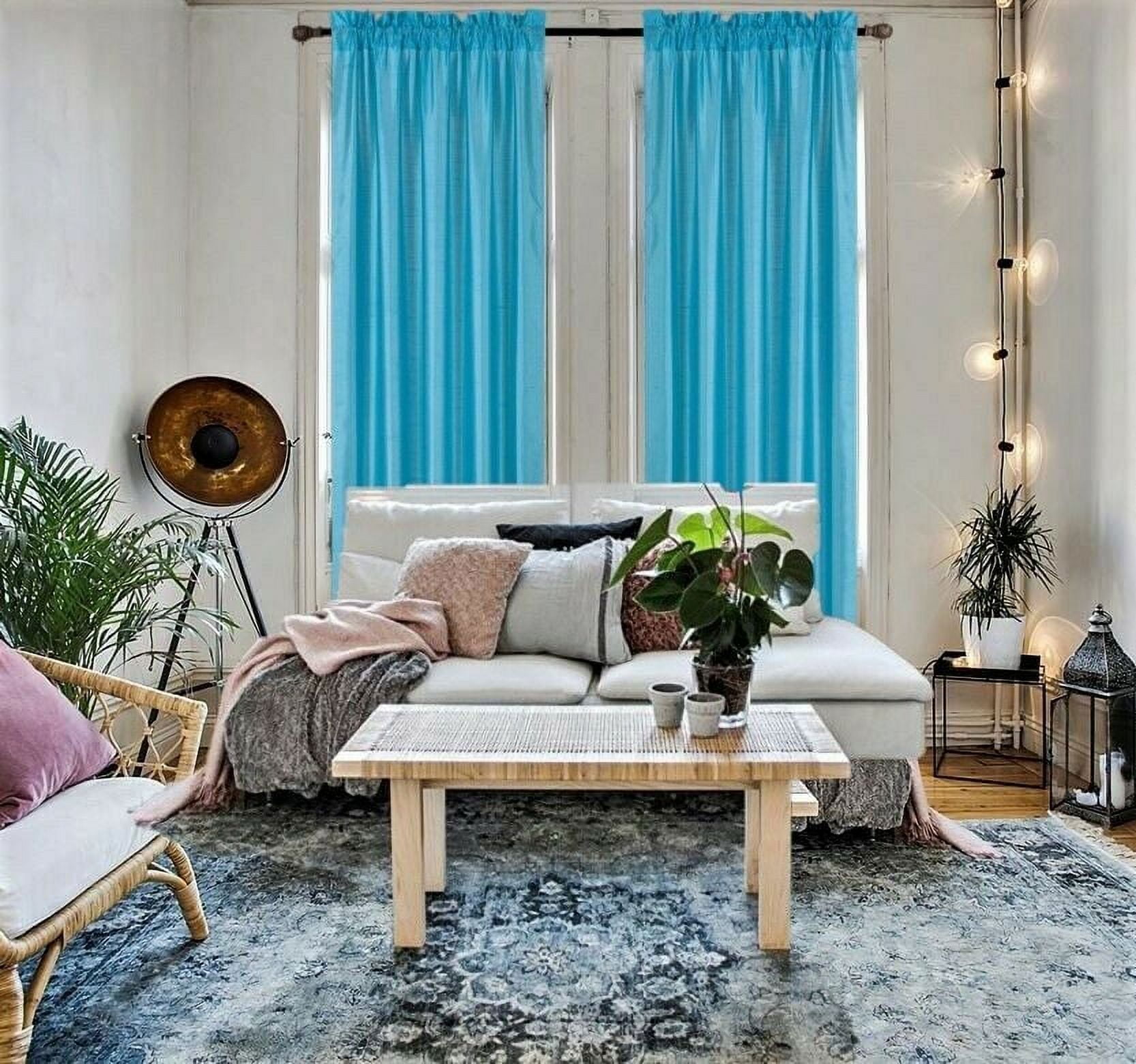 2 piece MR2 Semisheer faux silk solid window treatment curtain panel ...