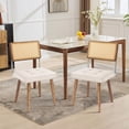 2-piece Natural Rattan Mesh Back Beige Upholstered Dining Chairs ...