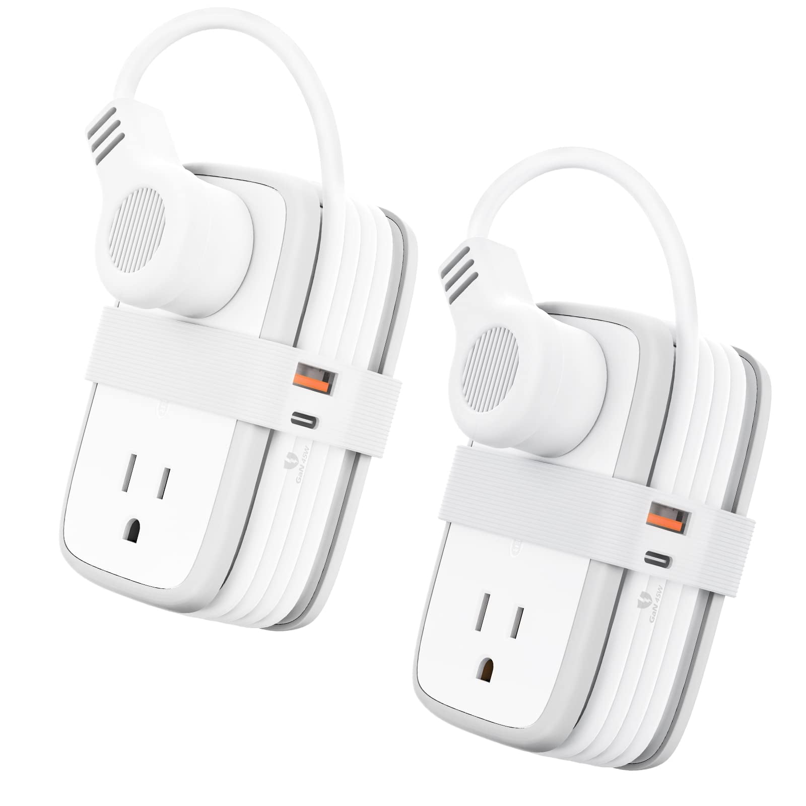 2-piece USB C power board, 4 sockets and GaN 45W USB C port, 4-foot ...