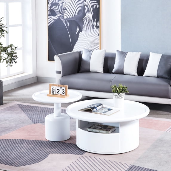 2-piece White Table Set / Suits Different Living Scenes / Withstand ...