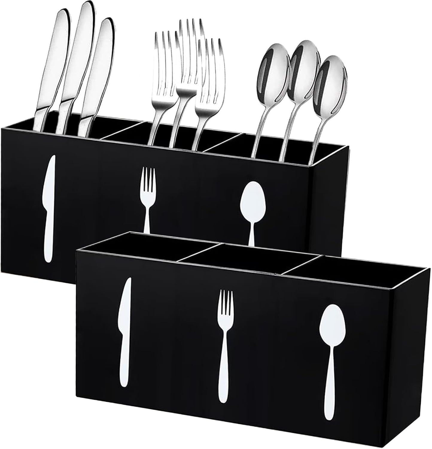 2-piece acrylic kitchen utensil storage organizer, silverware utensil ...