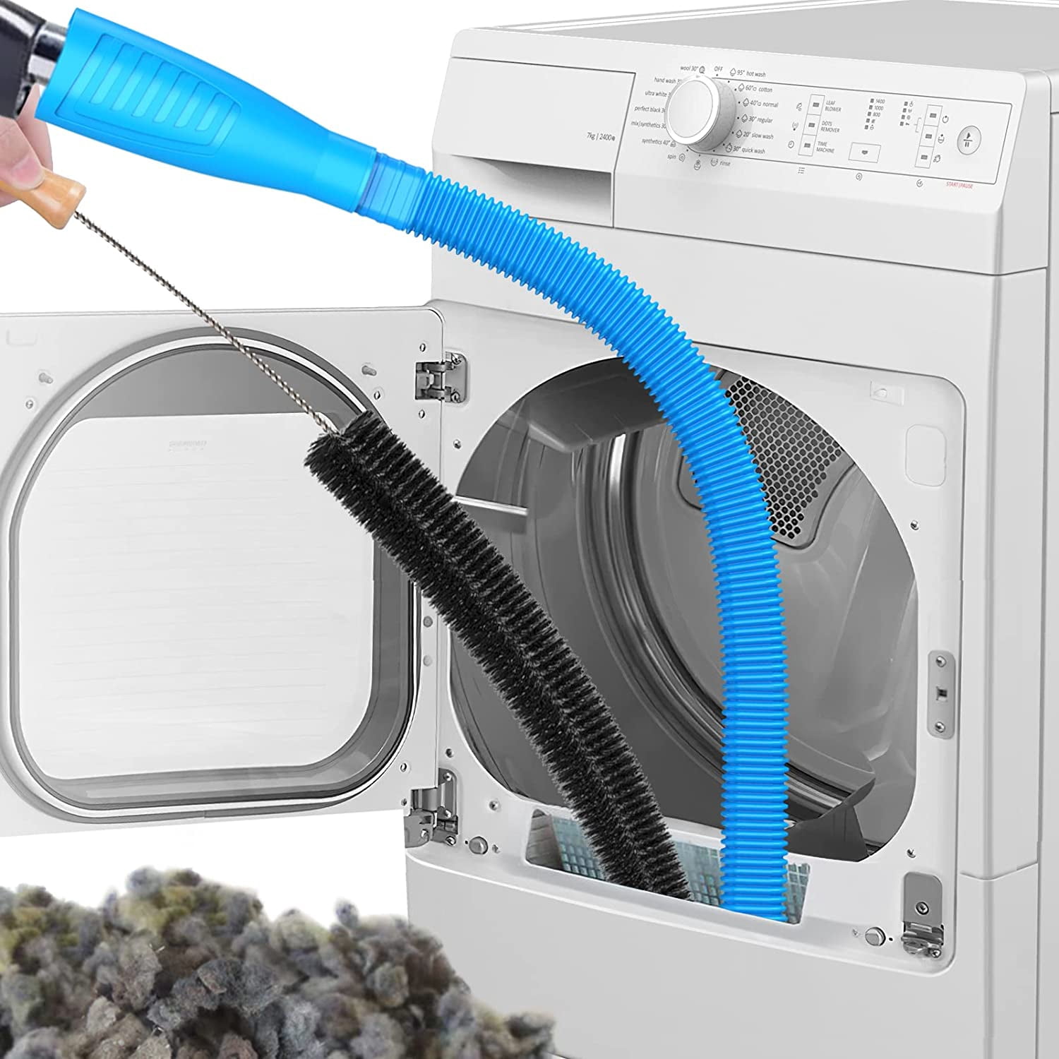 2-piece dryer vent cleaning kit and bendable dryer lint brush vacuum ...