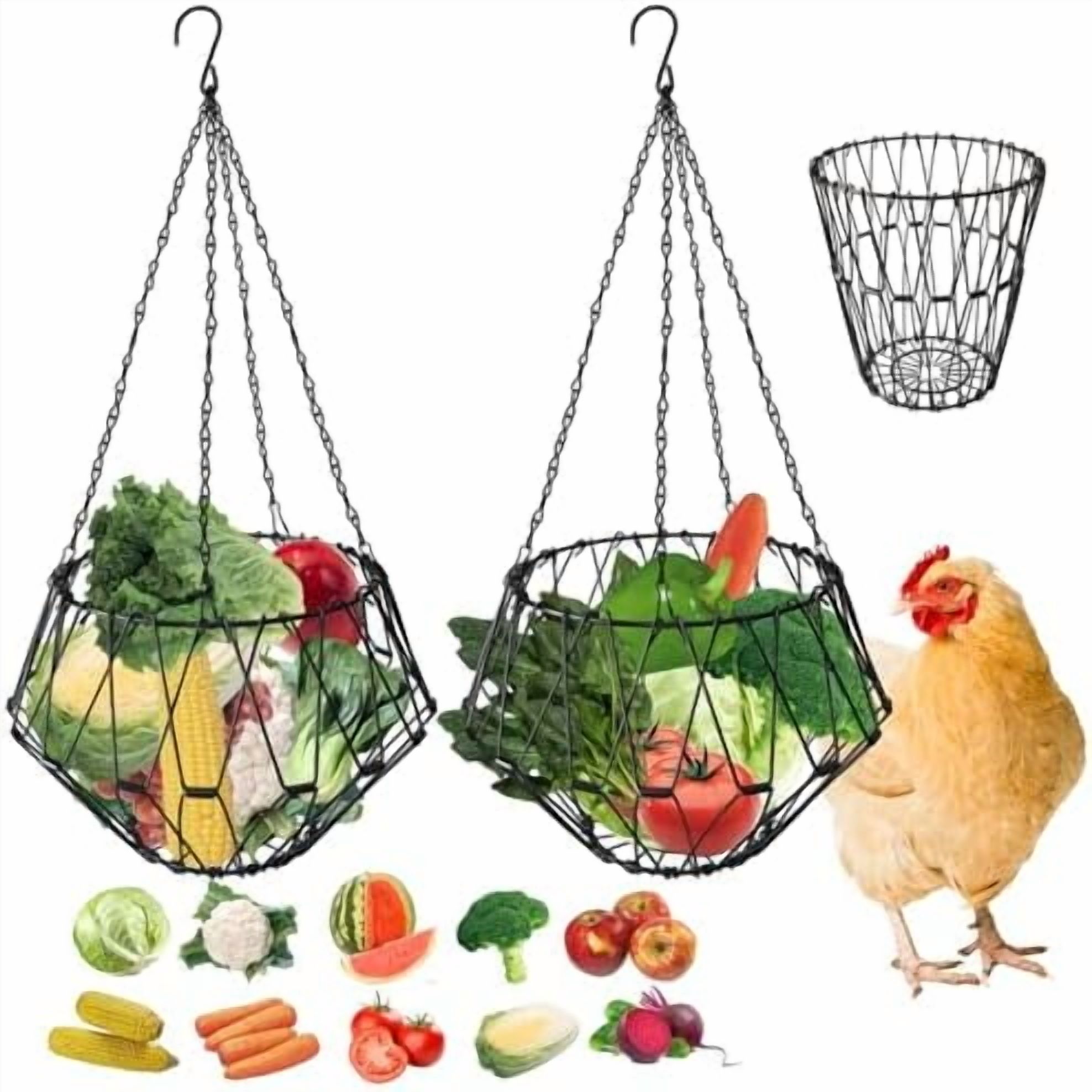 2-piece hanging chicken feeder set with 6.5-inch foldable treat balls ...