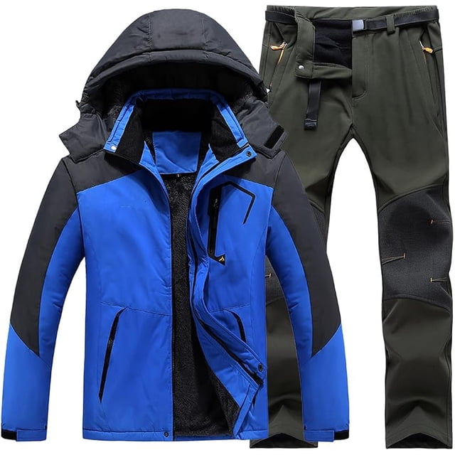 2 piece mens winter suits waterproof outdoor ski jacket and pants set ...