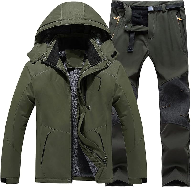 2 piece mens winter suits waterproof outdoor ski jacket and pants set ...