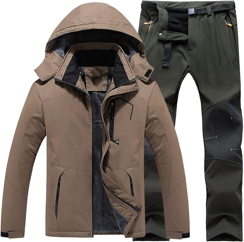 2 piece mens winter suits waterproof outdoor ski jacket and pants set ...
