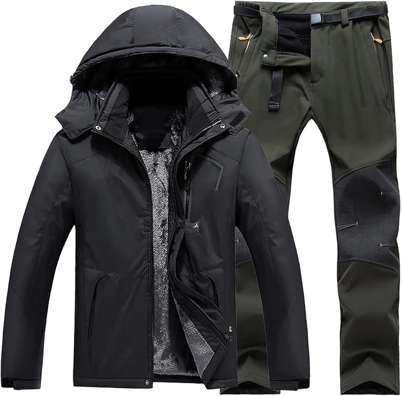 2 piece mens winter suits waterproof outdoor ski jacket and pants set ...