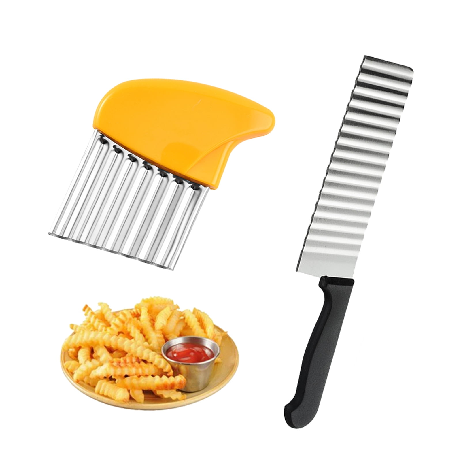2 piece potato cutter knife, stainless steel wave cutter, stainless ...