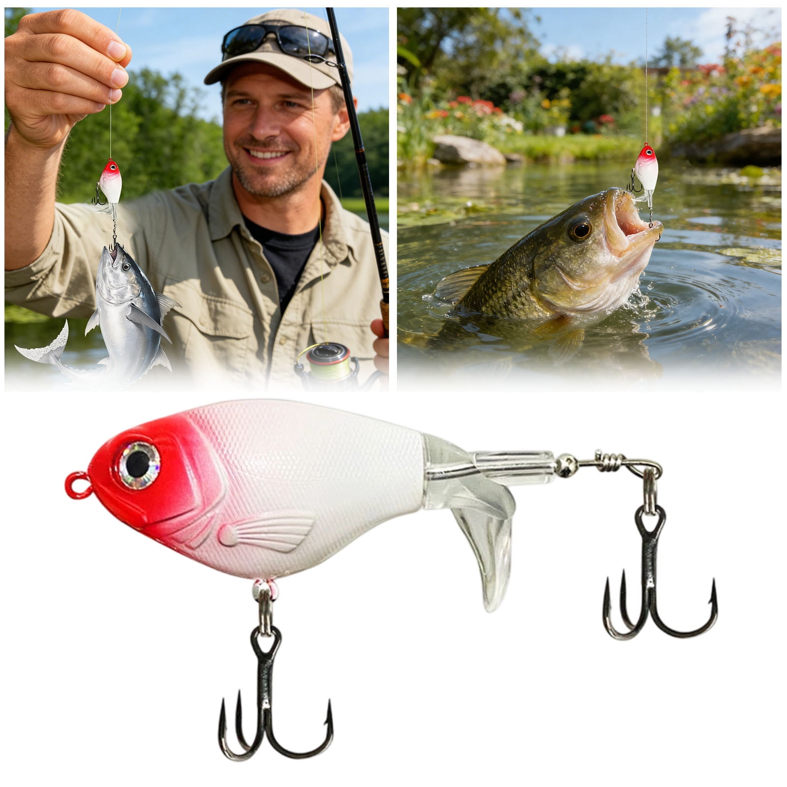 2-piece propeller-style lure with a rotating propeller blade at the ...