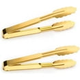 2-piece set 9-inch golden service tongs, barbecue food tongs, buffet ...