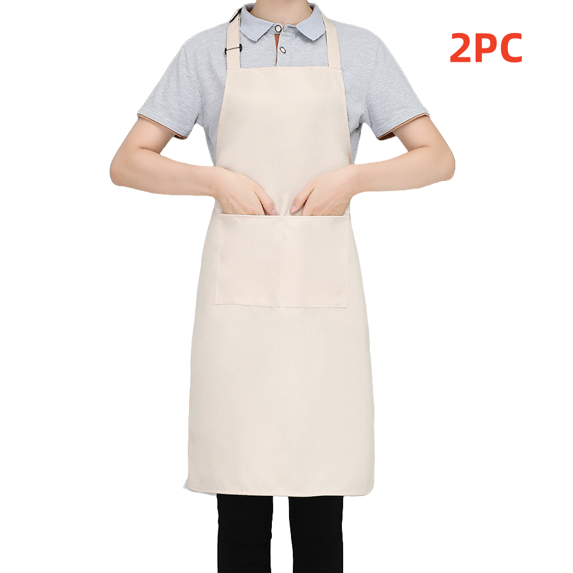 2-piece set; Simple solid color apron with 2 pockets; Adjustable chef's ...