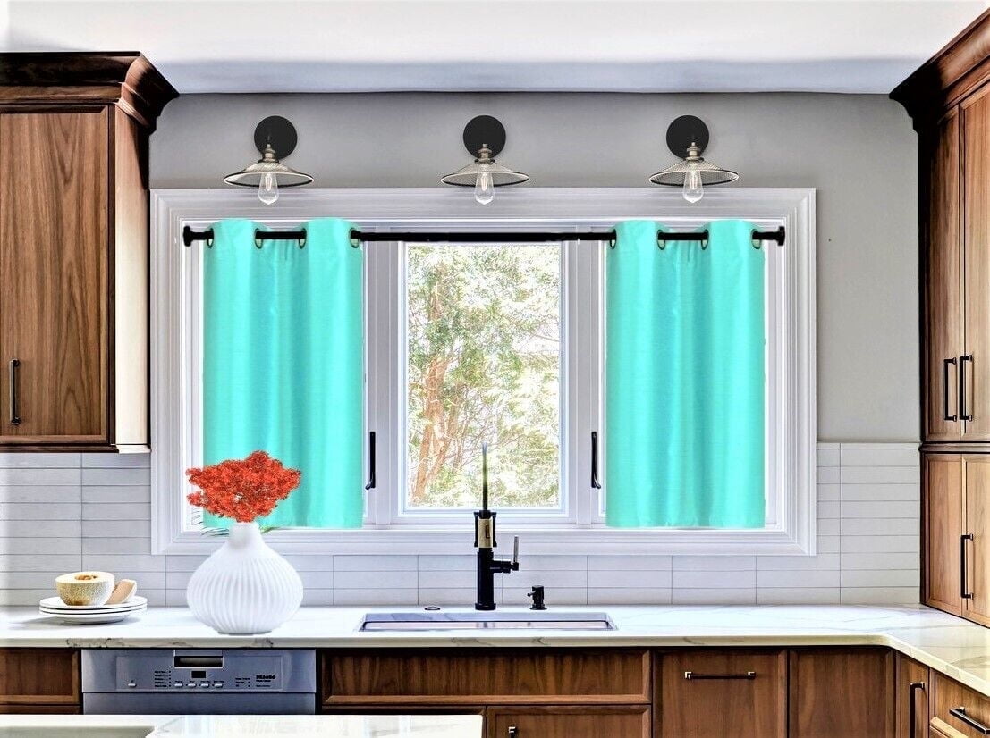 2 piece short blackout Insulated Curtain 30" Wide X 36" Long Half ...