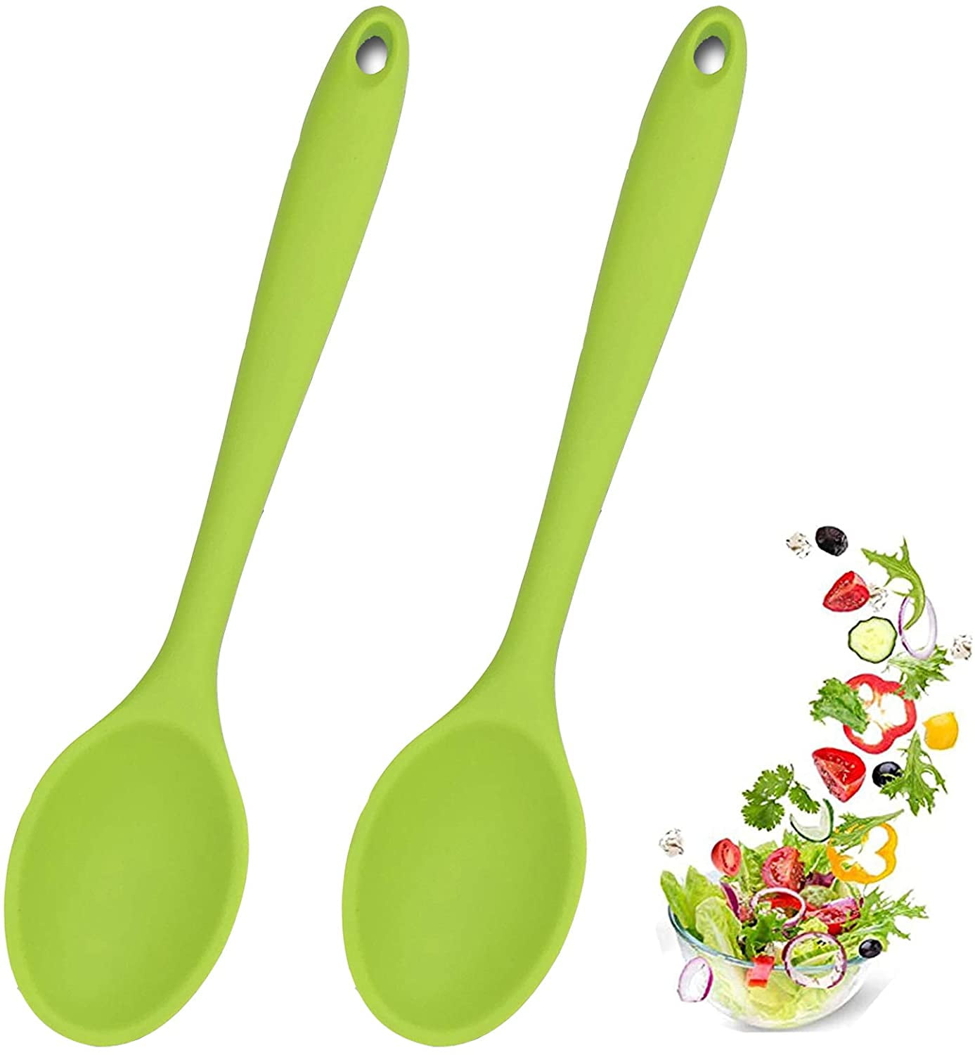 2-piece silicone cooking spoons, heat-resistant, hygienic design ...