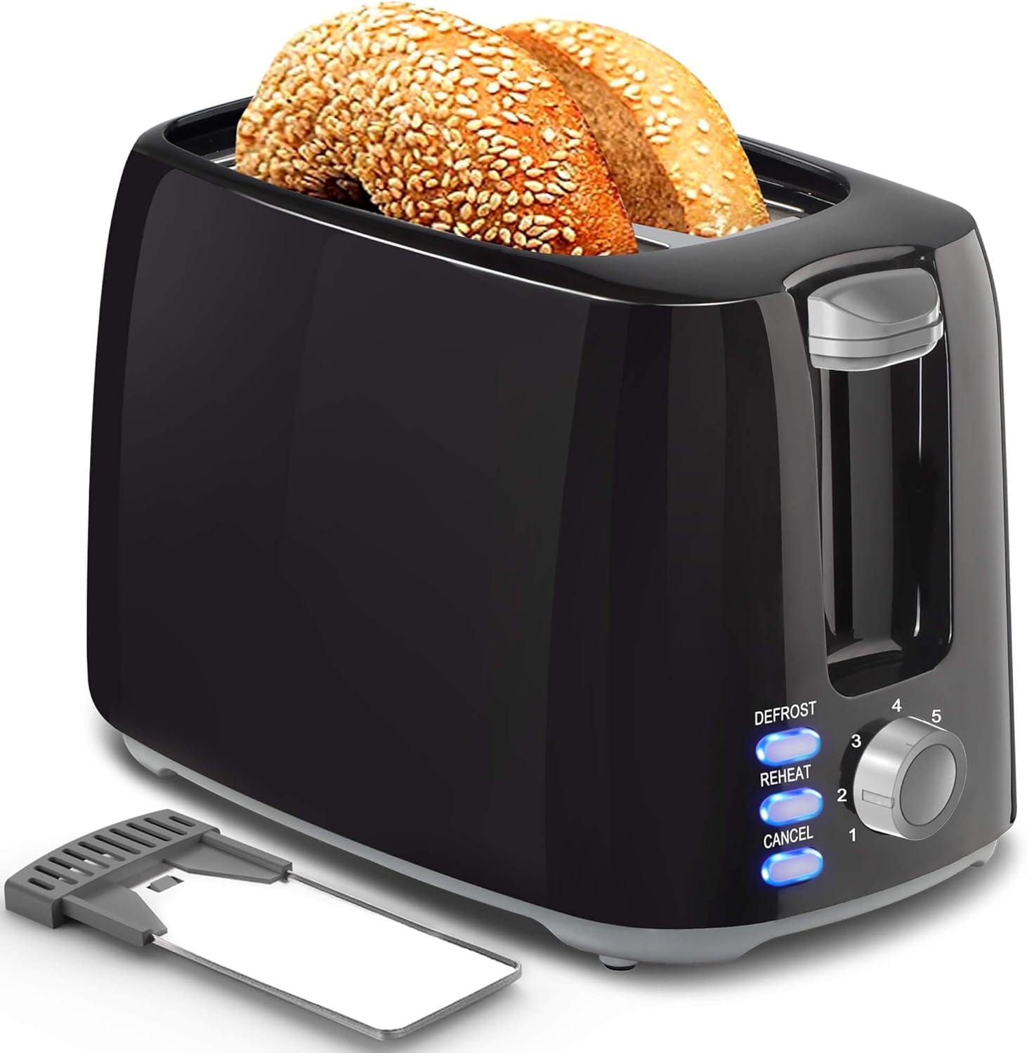 2-piece toaster - Black toaster with Prime wide slot 2-piece toaster, 7 ...