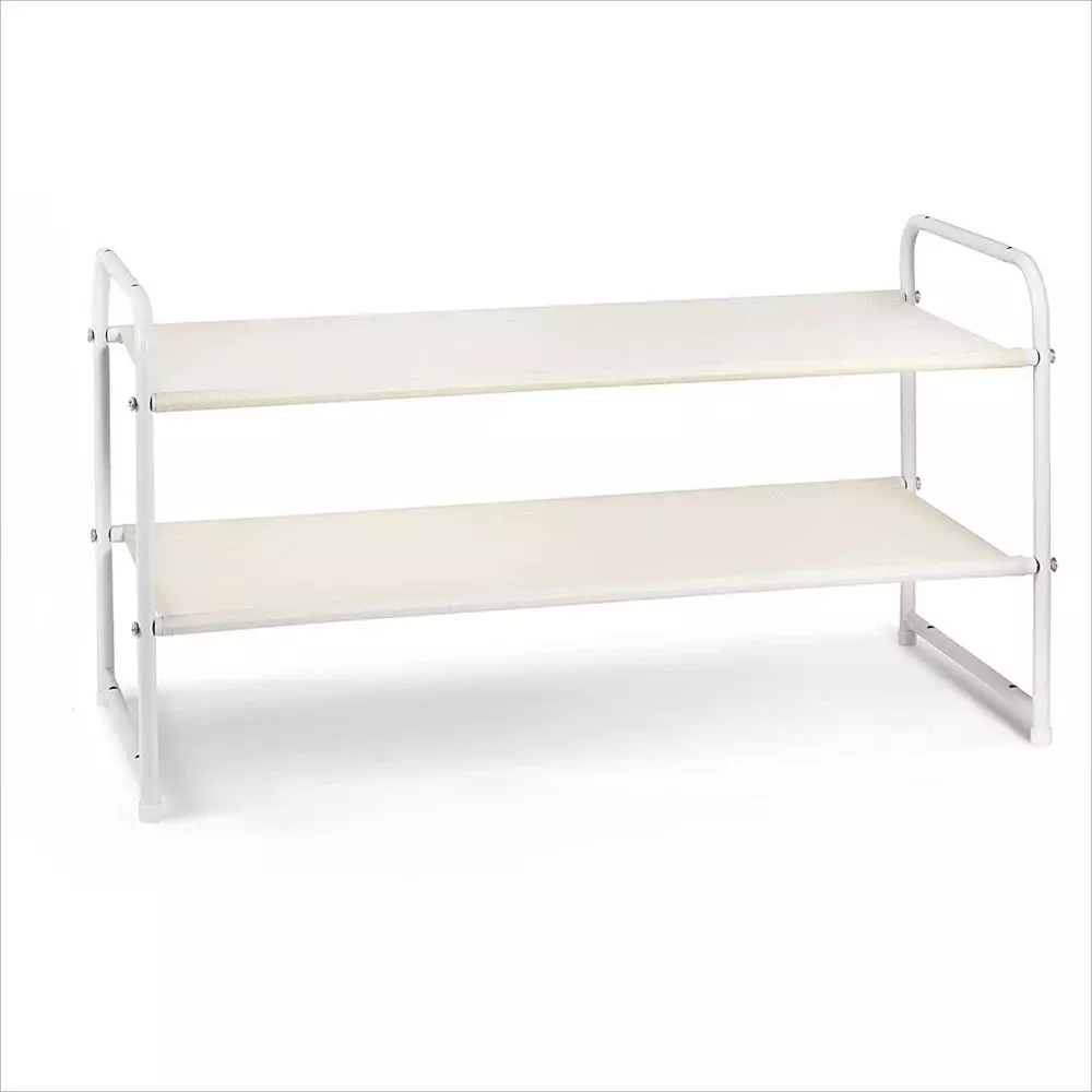 2 pieces 2 layers portable canvas shoe rack stackable shoe rack ...
