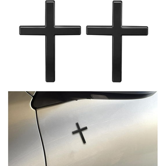 2 pieces 3D cross stickers, auto parts decals, cross metal car badges ...