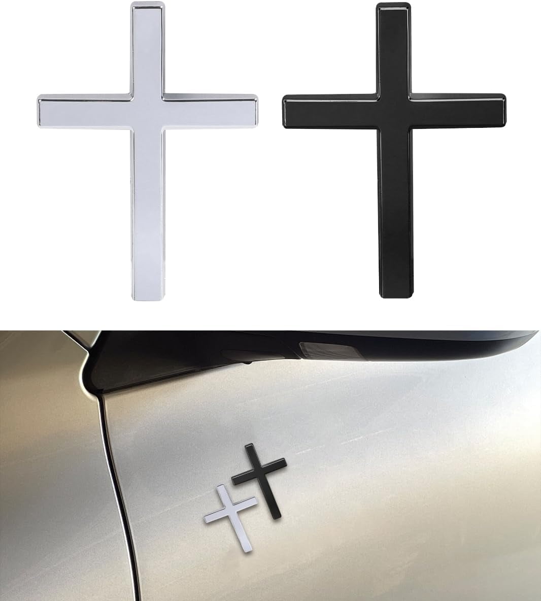 2 pieces 3D cross stickers, auto parts decals, cross metal car badges ...