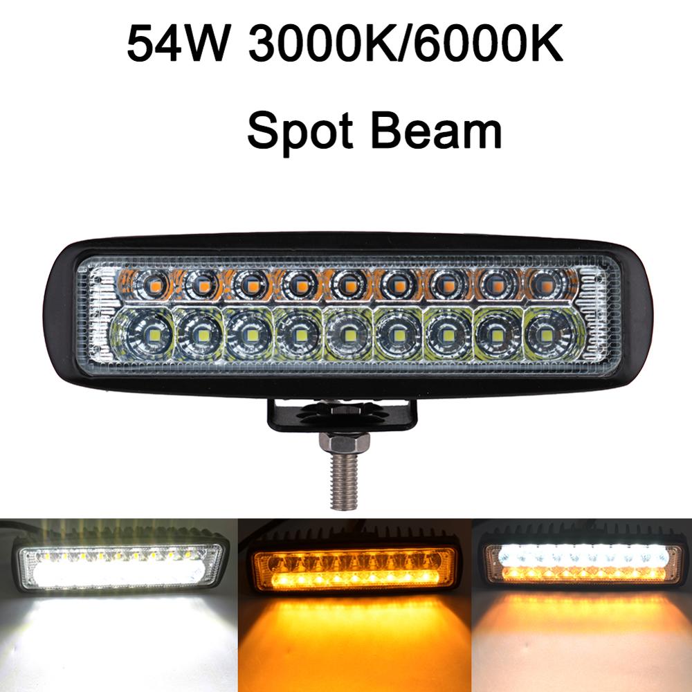 2 pieces 6 inch LED Bar Work Light 18W IP67 6~LED 12V 24V 6000K for ...