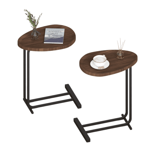 2-pieces C-Shaped Side Table, C Table End Table for Sofa and Bedside ...