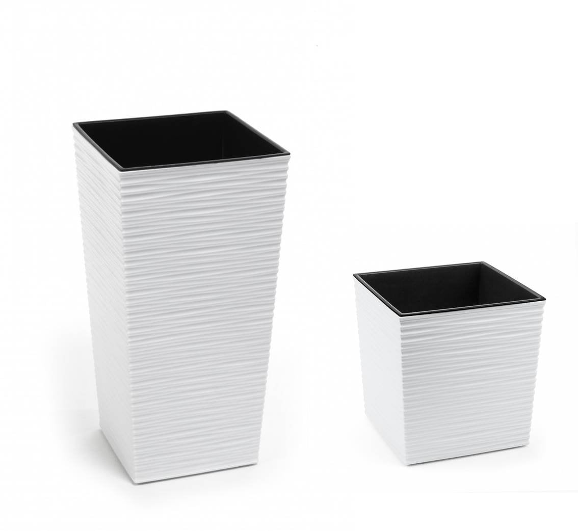 2 pieces of KREHER XXL Design plant pots made of plastic in textured ...