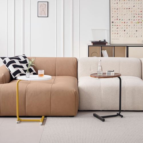 2-pieces White C-shaped Side Table, C Shaped End Table, Side Table for ...