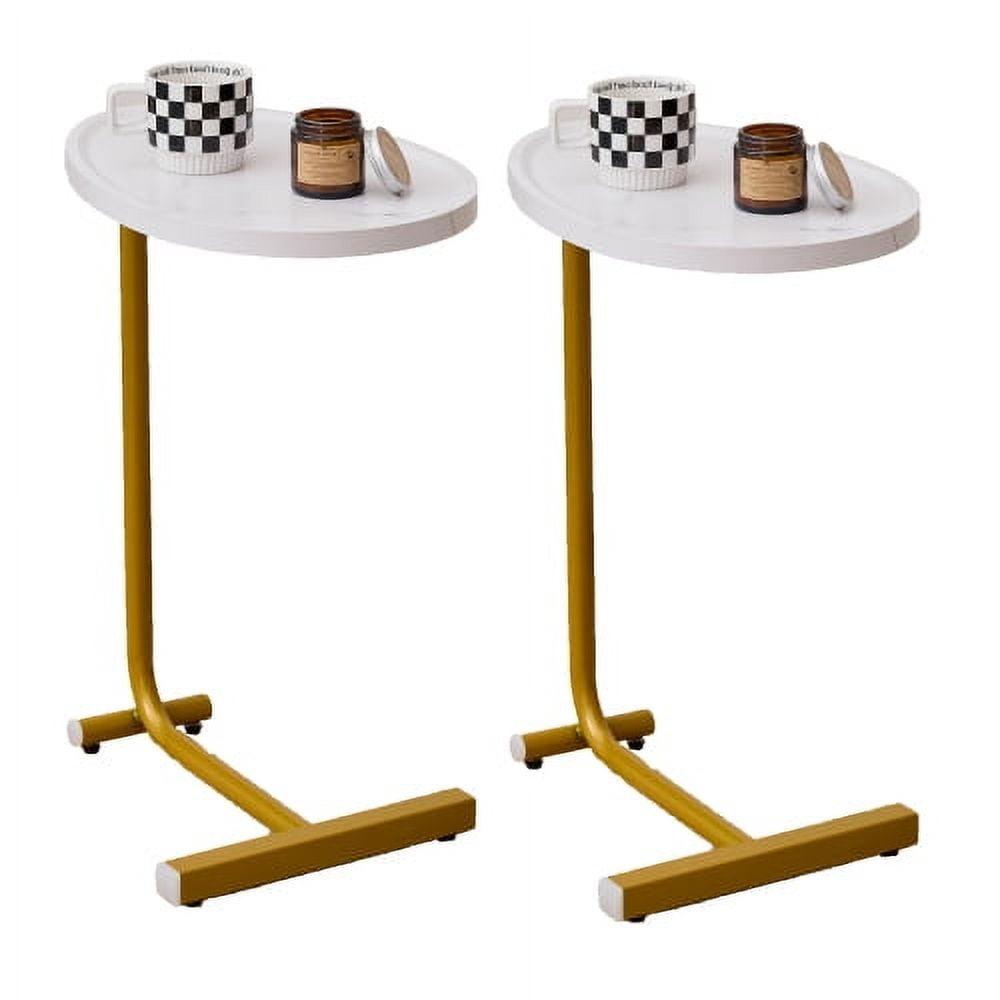 2-pieces White C-shaped Side Table, C Shaped End Table, Side Table for ...