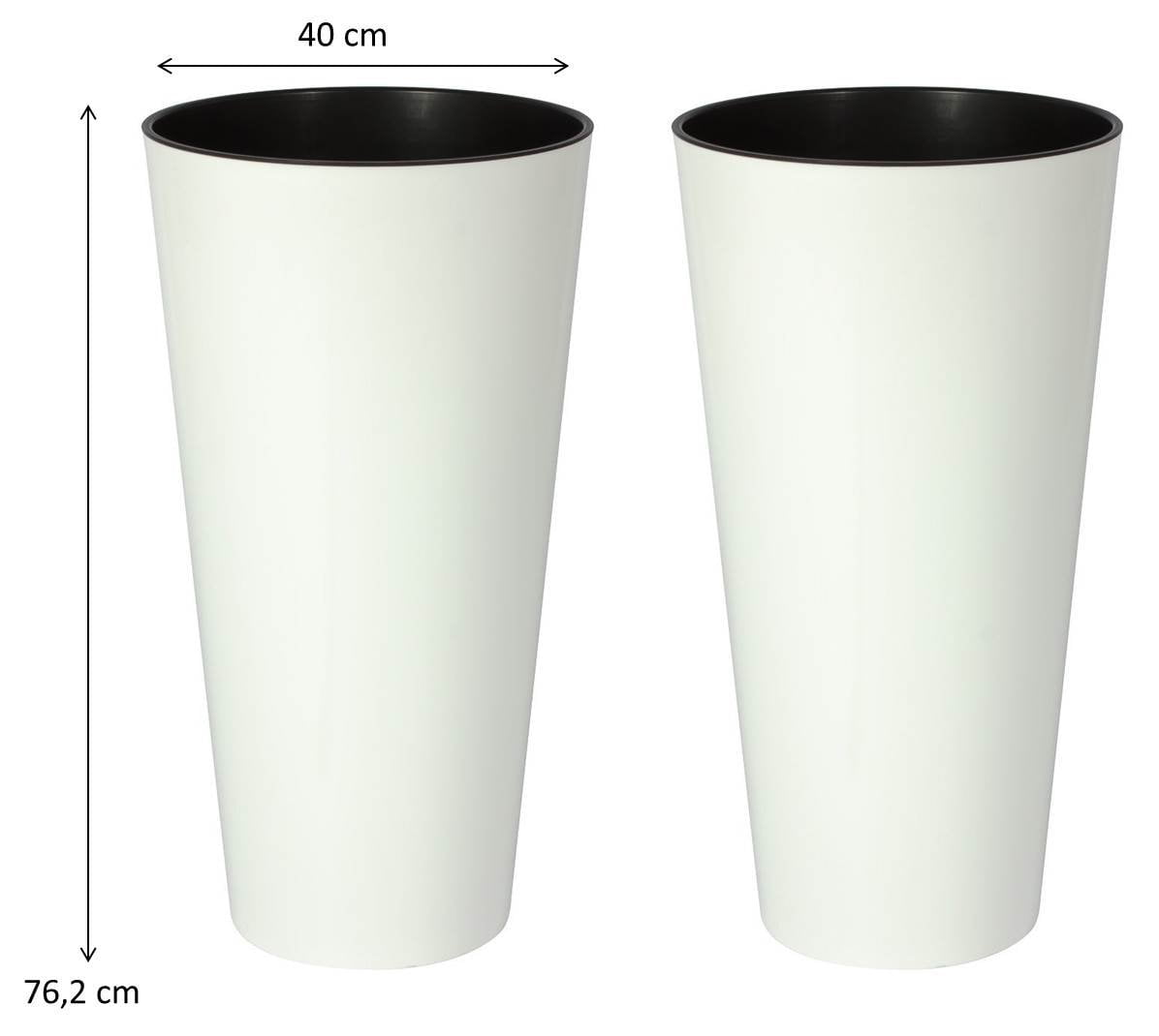 2 pieces XXL plant pots "Tubus Tower in matt alpine white with ...
