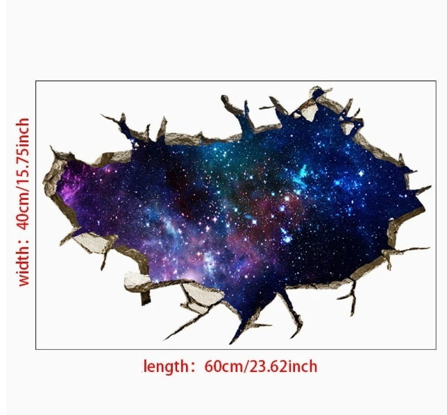 2 pieces of self-adhesive tearable wall starry sky universe planet ...