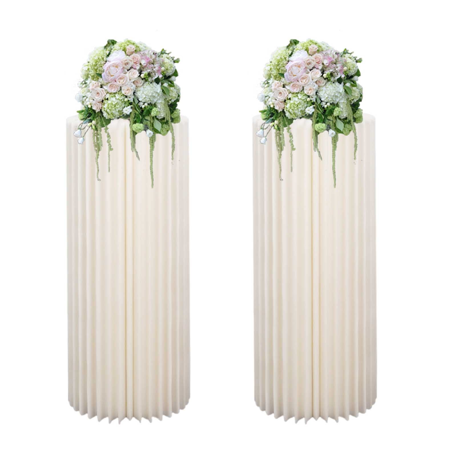 2 pieces wedding flower column vases, with acrylic lid centrepieces ...