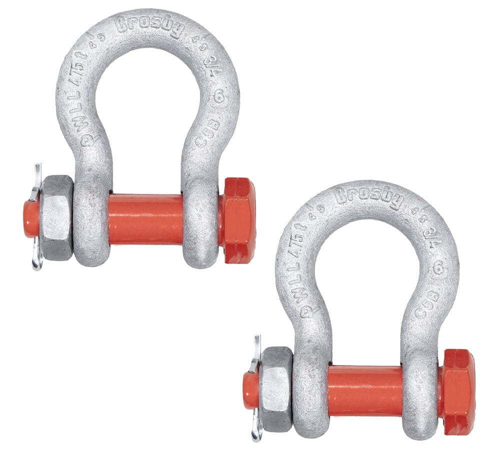 2 pk Crosby G-2130 3/4" Anchor Shackle Carbon Steel w/Safety Screw Pin ...