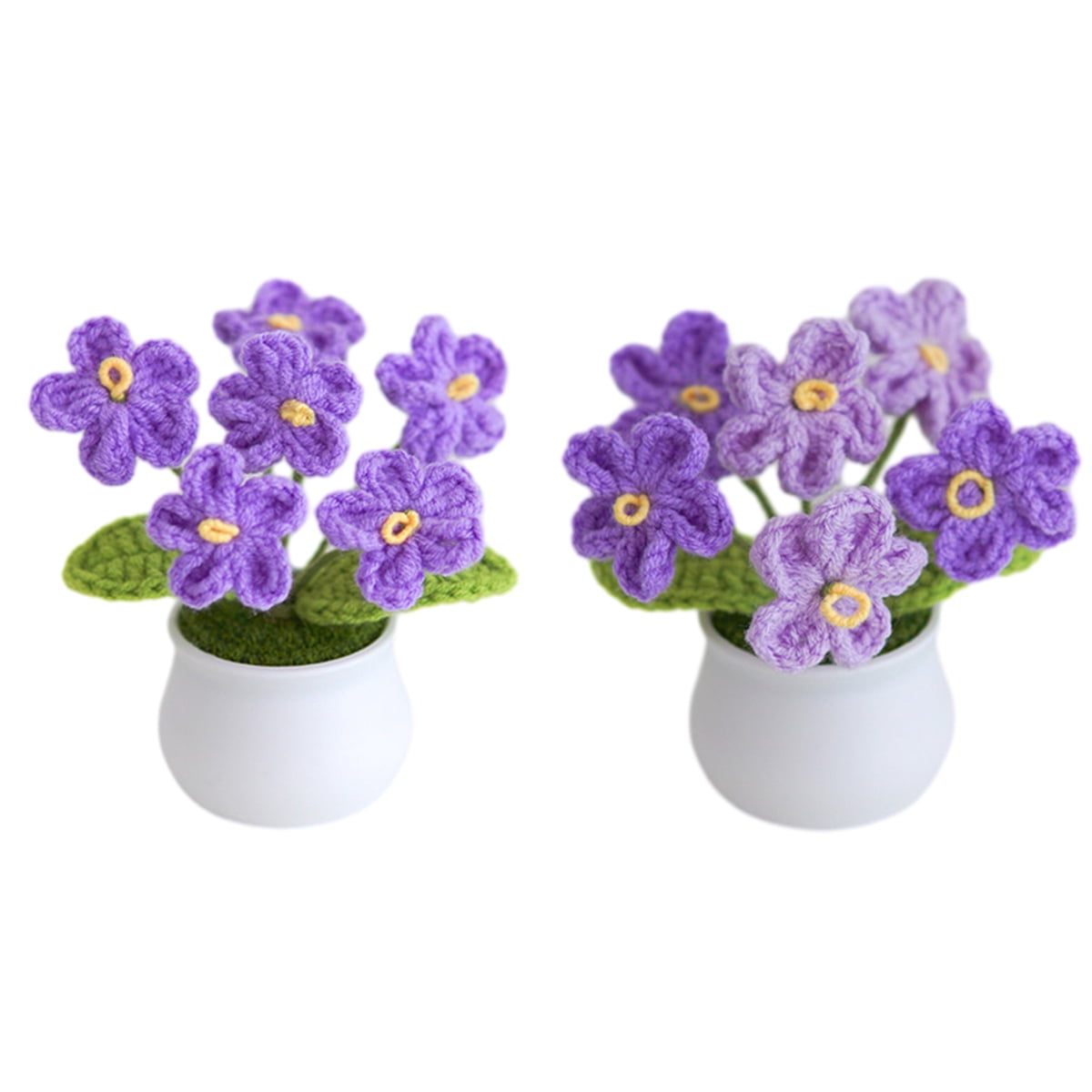 2 pots of handmade six small flowers potted plants home decorative ...