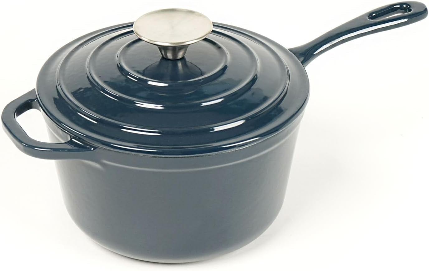 2 qt Enameled Cast Iron Saucepan, 7 inch with Lid, Navy Blue - Walmart.com