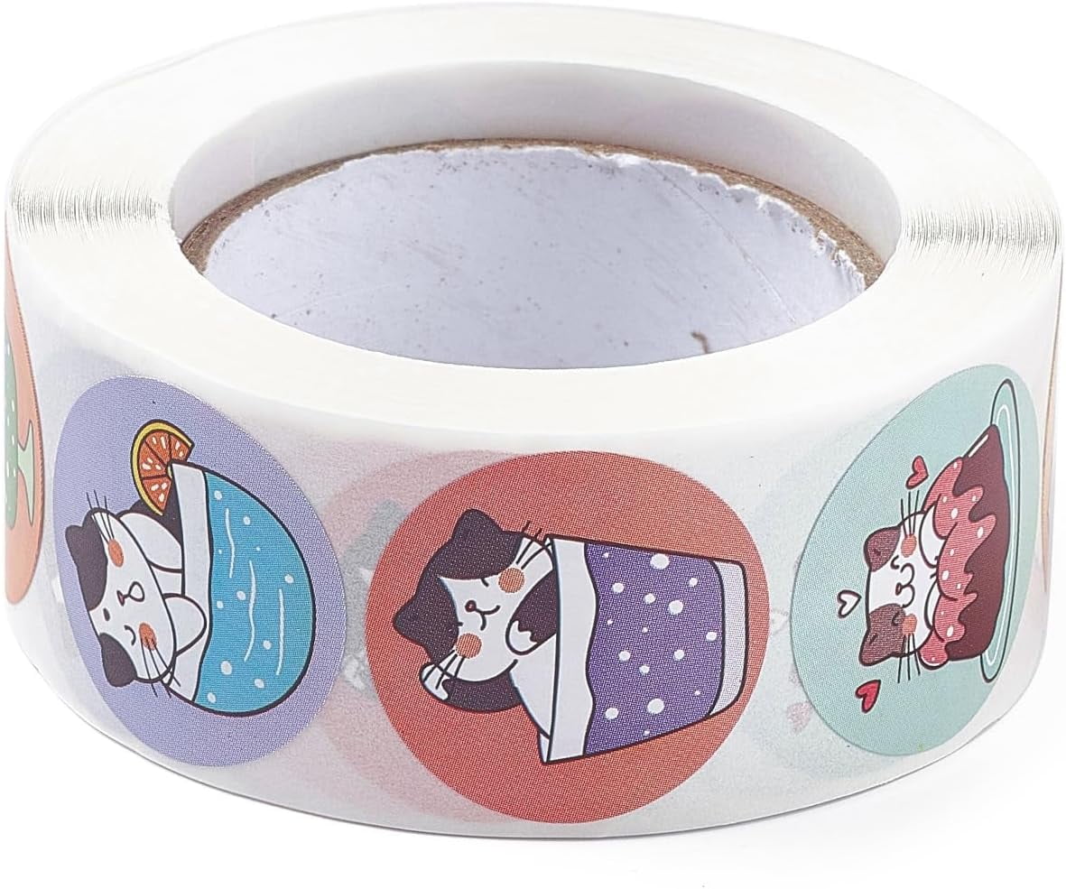 2 roll 2 Roll 8 Patterns Paper Cartoon Sticker Rolls Round Dot Decals ...