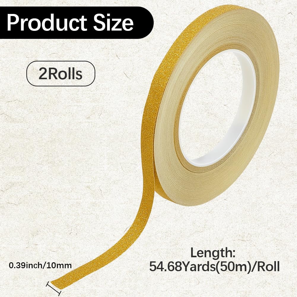2 roll 50M*10mm*2 Rolls Washi Glitter Tape Gold Decorative Adhesive ...