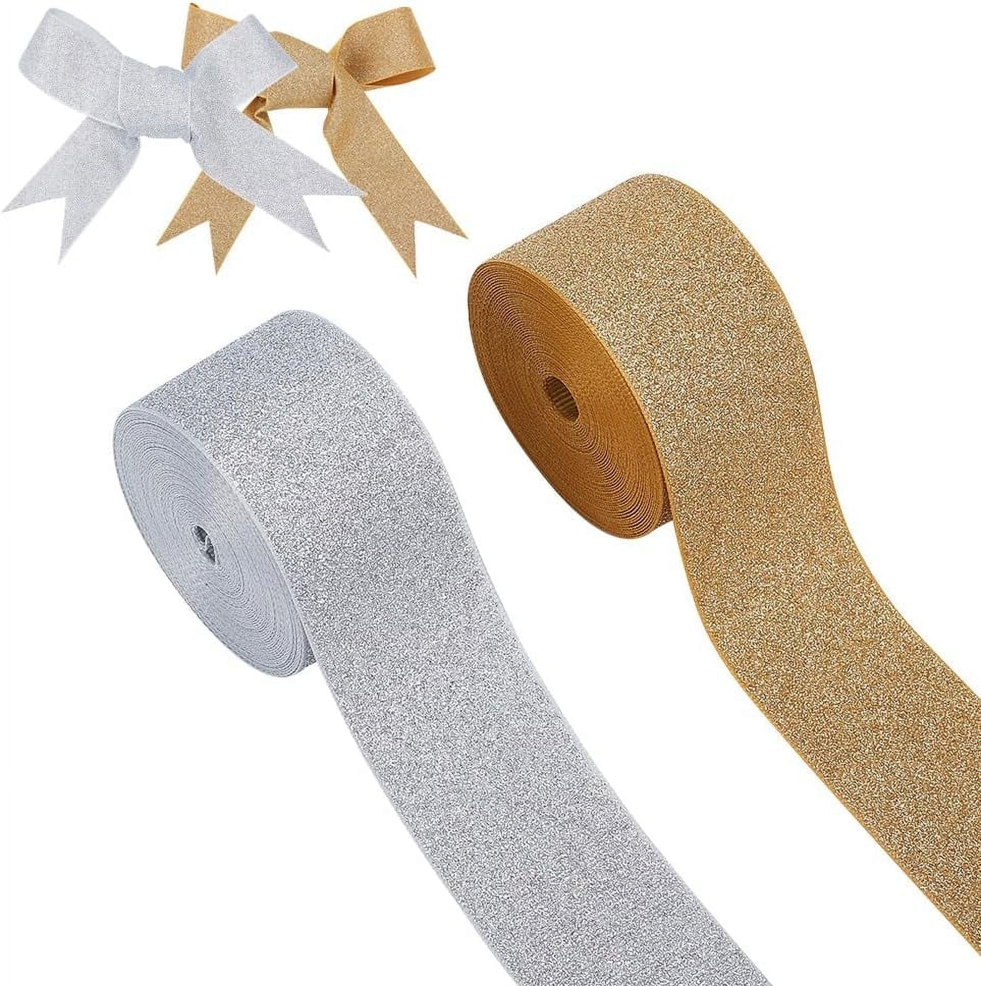 2 rolls 2 colors Sparkle Polyester Grosgrain Ribbons with Glitter ...