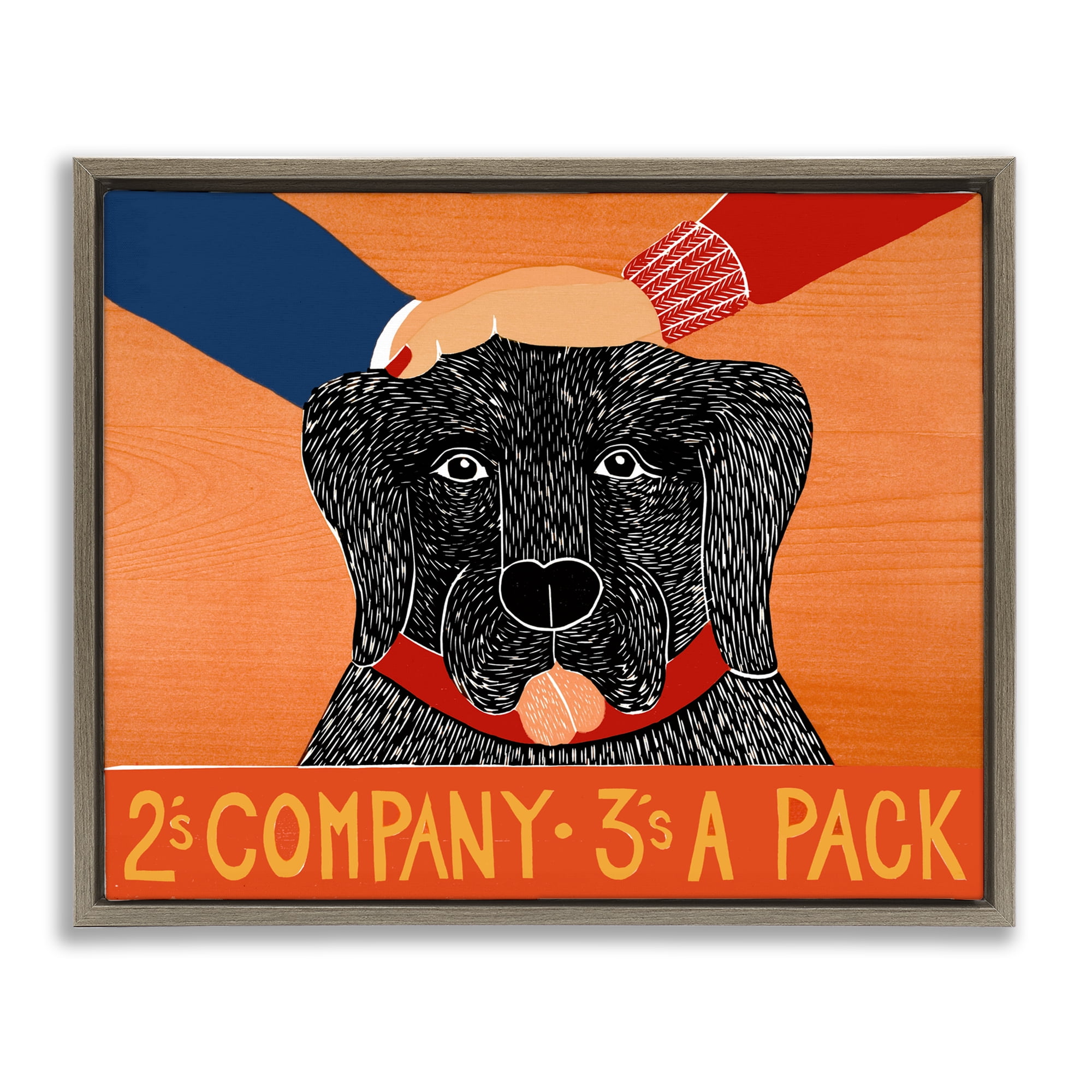 2's Company Dog Brown Framed Floater Canvas Wall Art, design by Stephen ...