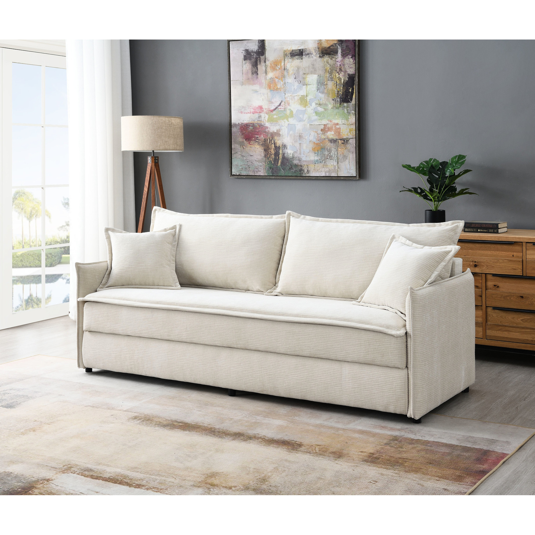 2 - seat fabric sleeper sectional sofa with storage compartments and a ...