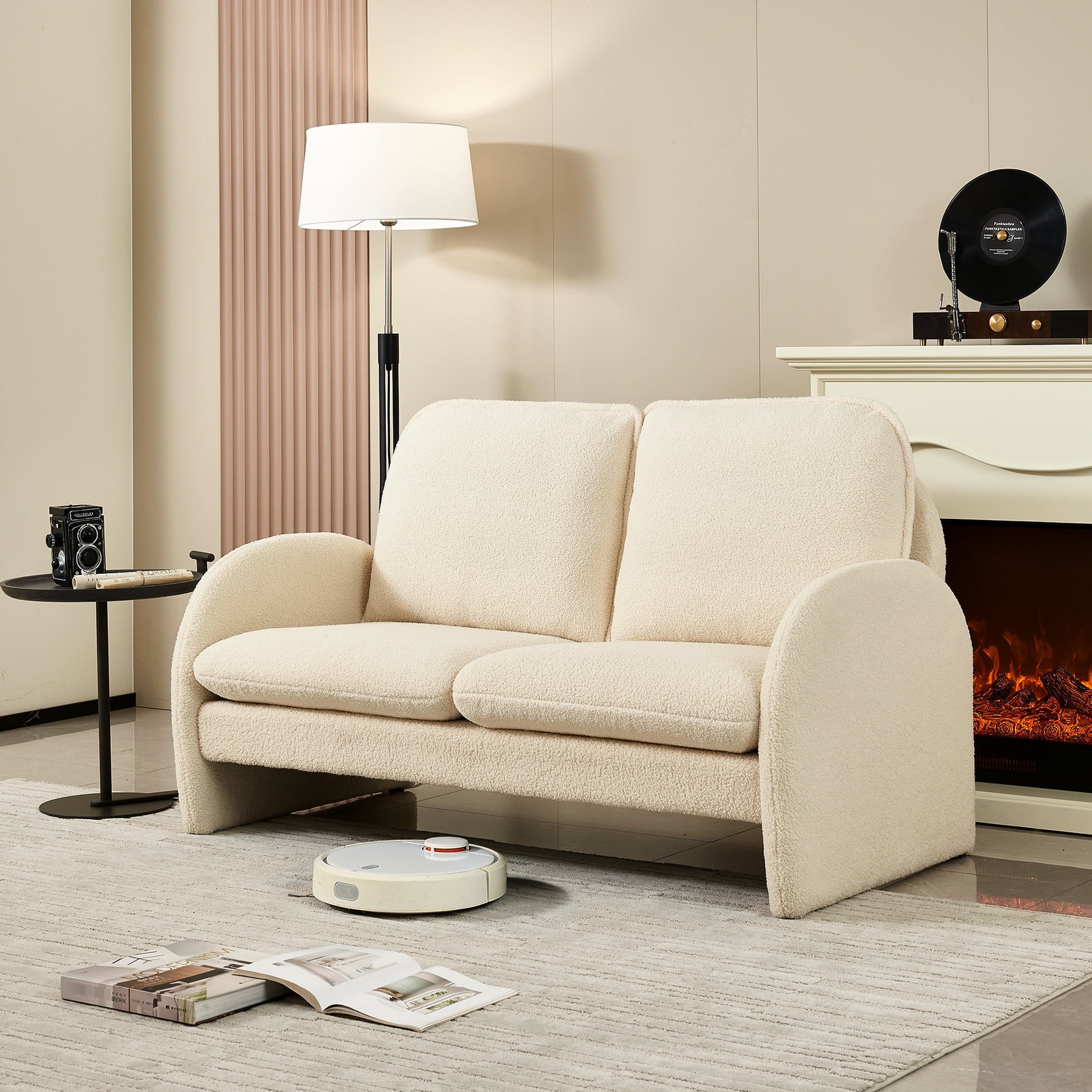 2-seater Sherpa loveseat - Resilient cushioning - Multiple room ...