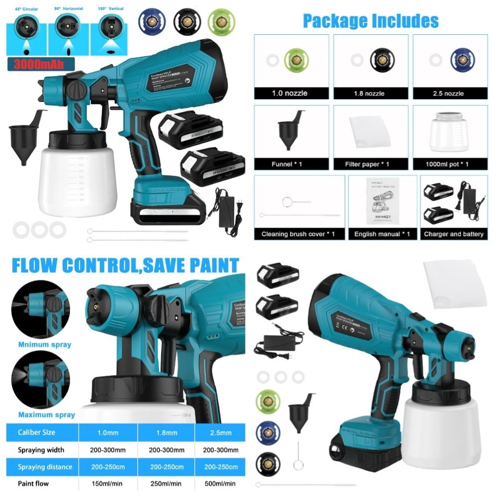 2-section electric spray gun, 36,000 RPM sprayer, anti-slip grip - high ...