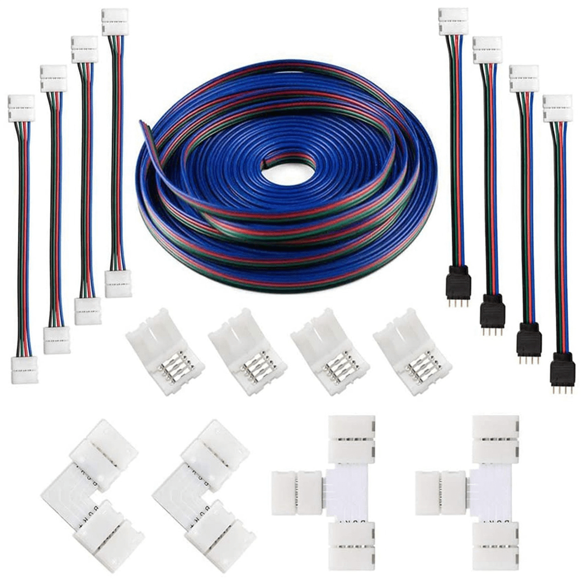 2 set 16.4FT(5M) 4-Pin RGB Extension Cable,LED Strips Kits for 5050 ...