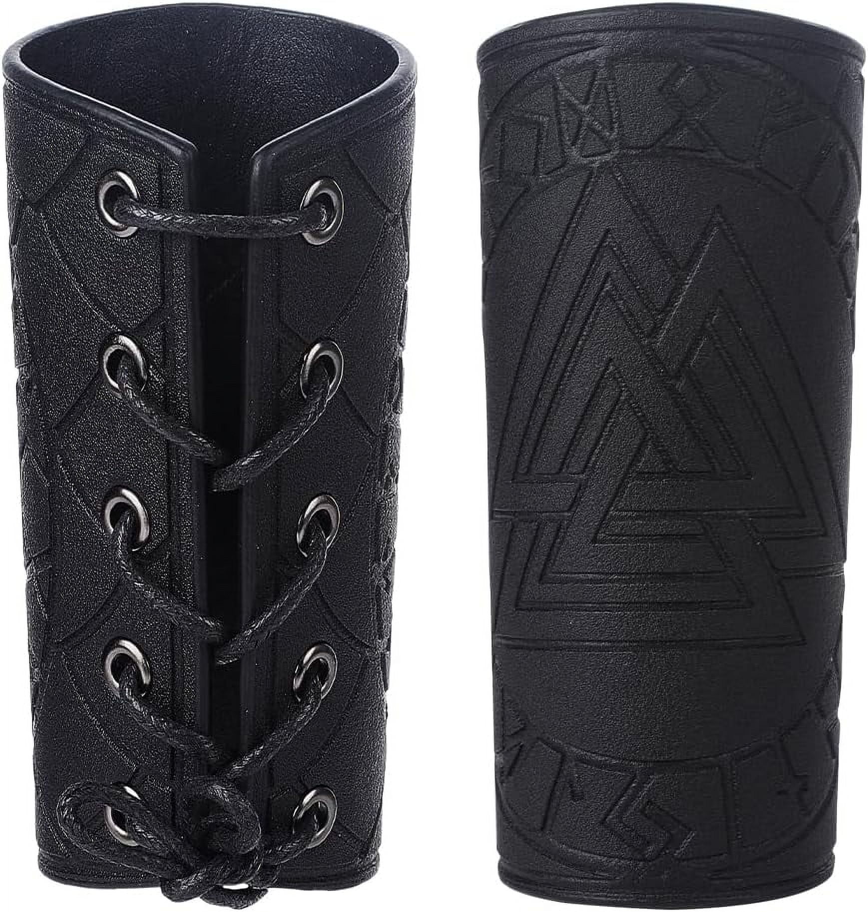 2 set 2pcs Leather Gauntlet Wristband Medieval Armor Bracers Viking ...