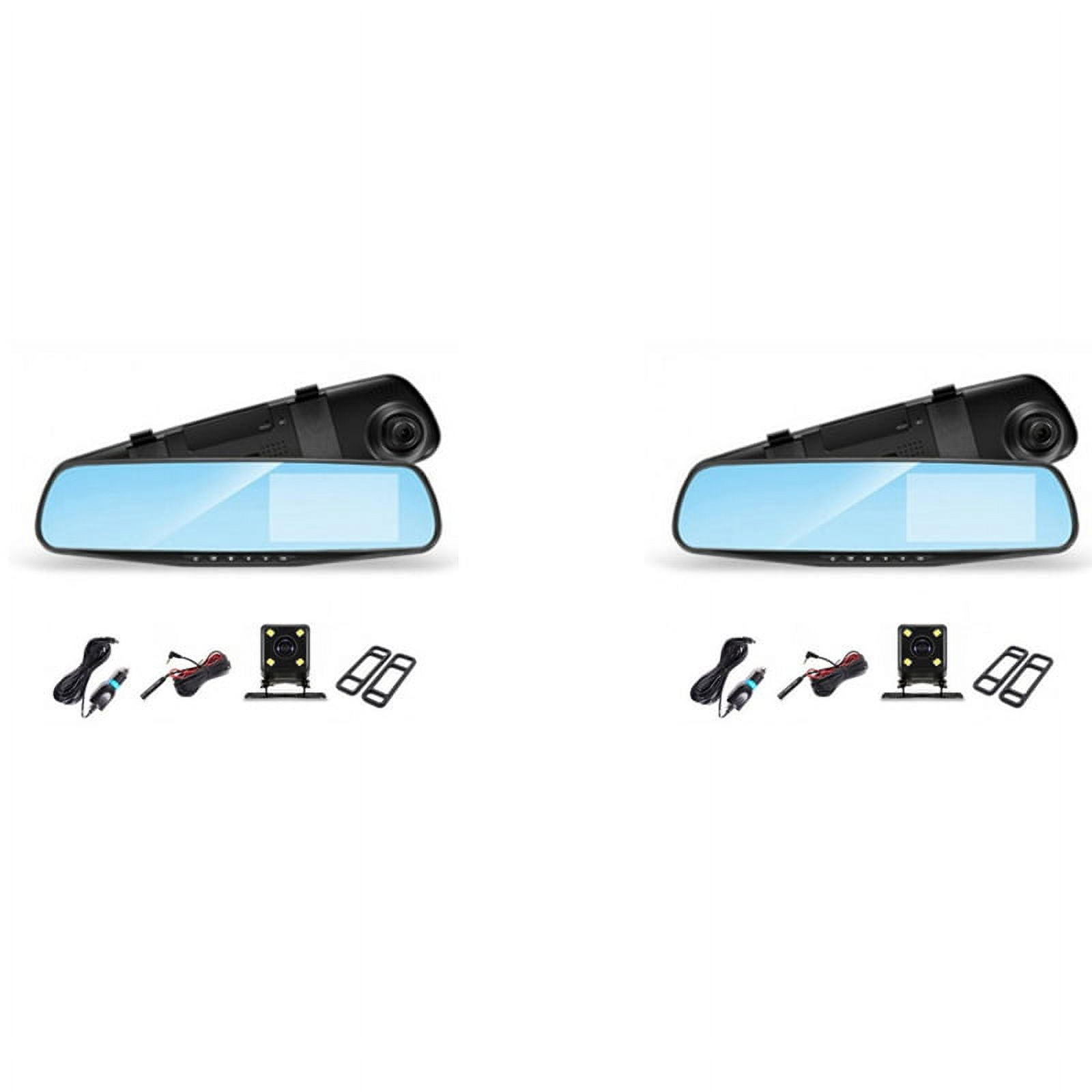 2 set 4.3 Inch Car DVR Rearview Mirror Driving Video Recorder Dual Lens ...