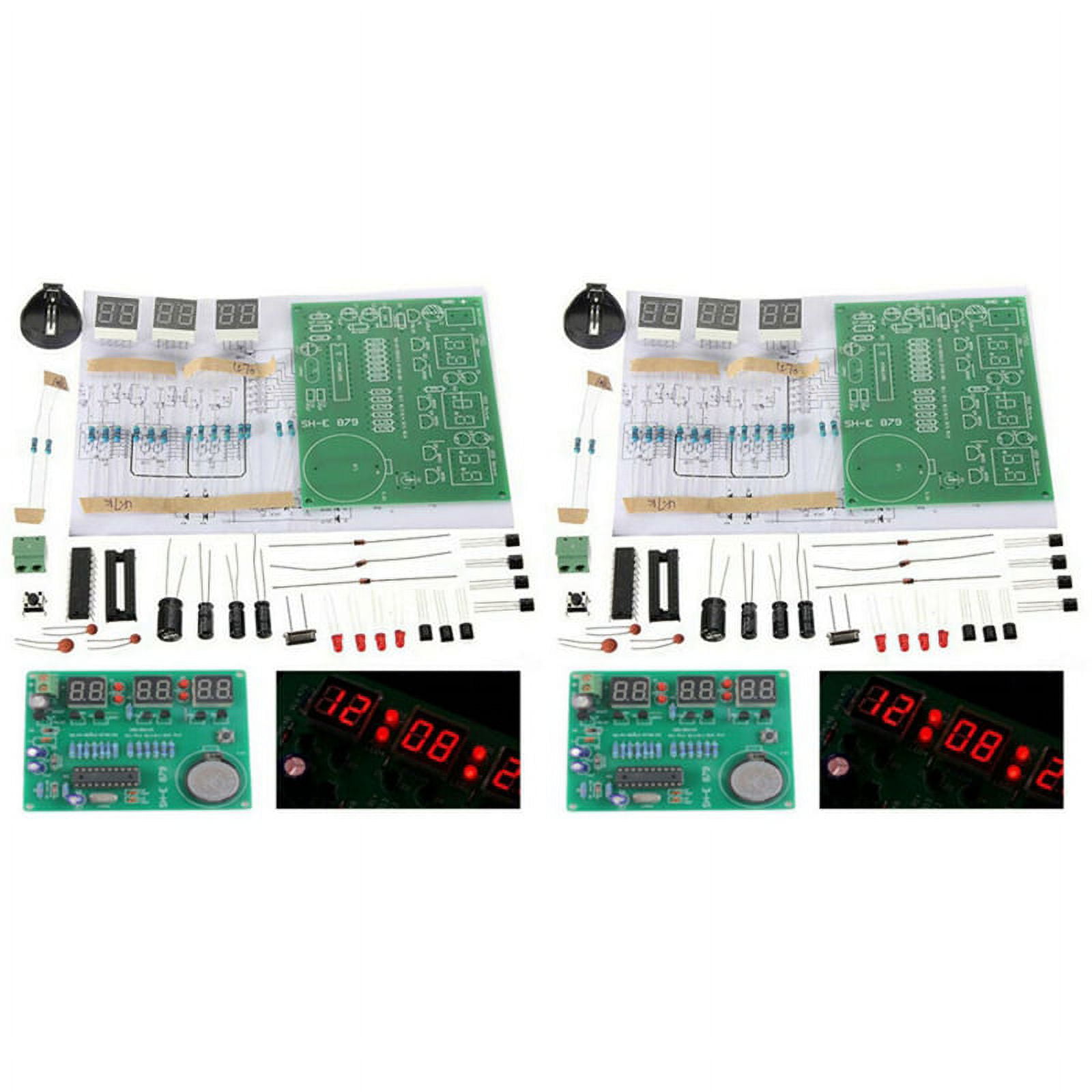 2 set AT89C2051 6 Digital LED Display Electronic Clock DIY Kit Receiver ...
