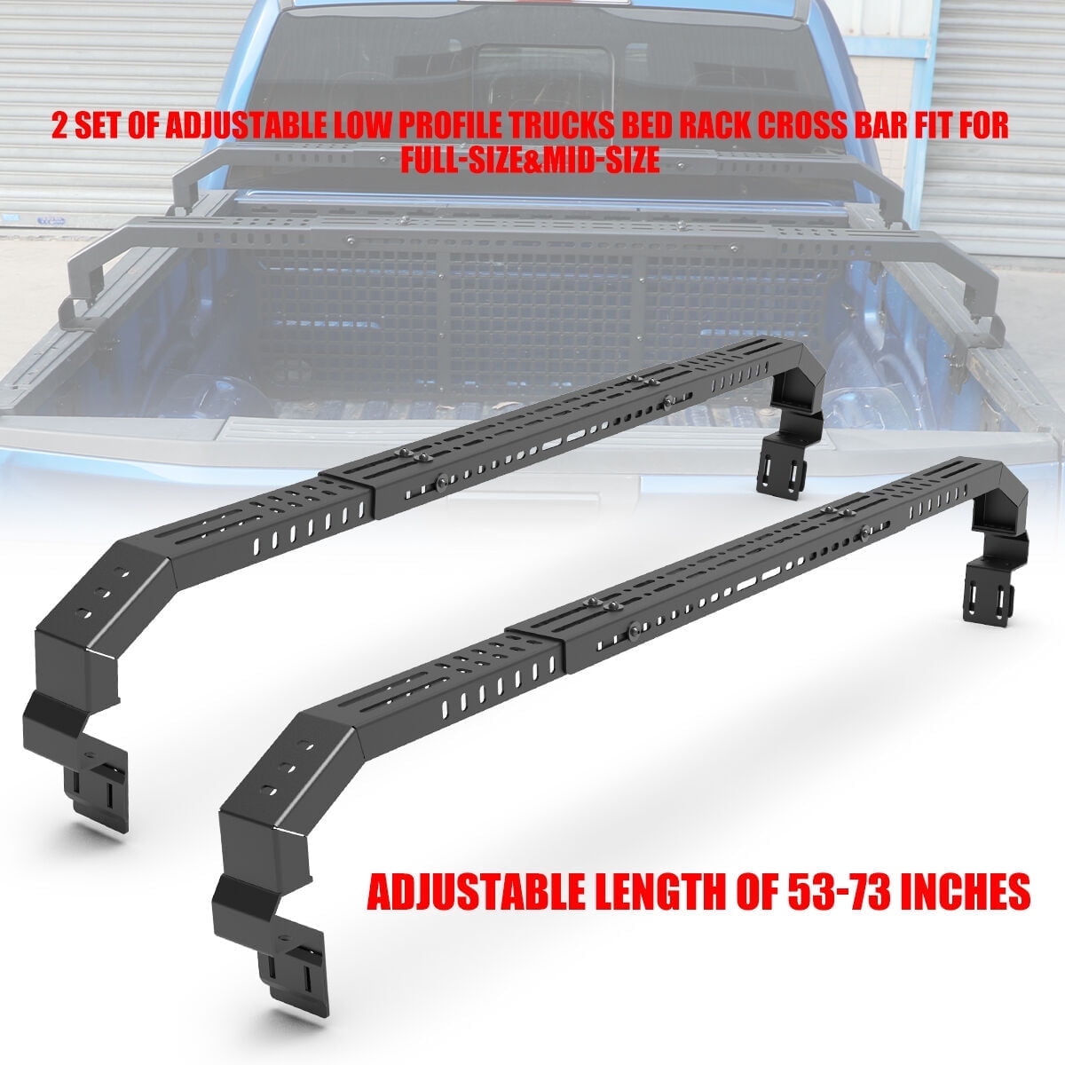 2 Pack Adjustable Low Profile Trucks Bed Rack Cross Bar Fit For Full