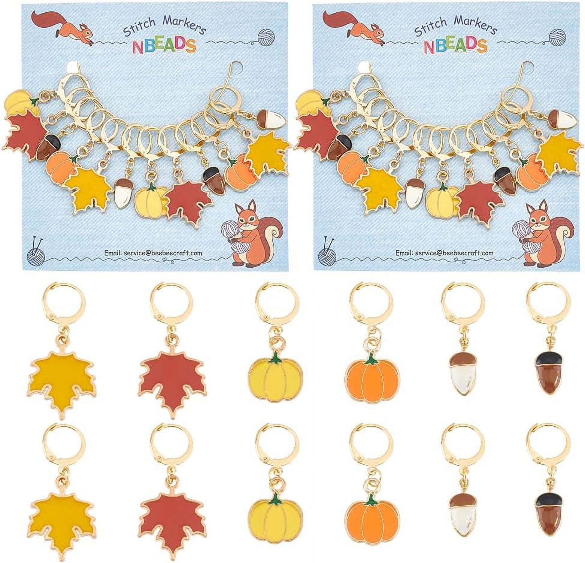 2 set Autumn Theme Alloy Enamel Maple Leaf/Pumpkin/Acorn Locking Stitch ...
