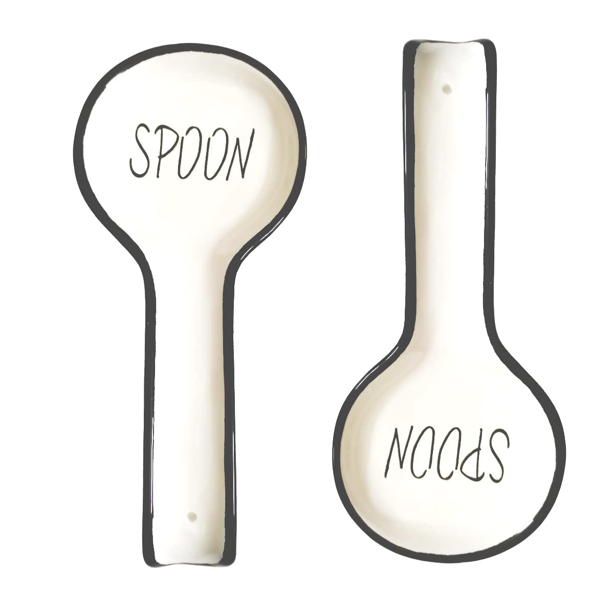 2 set of Ceramic Spoon Rests, Cream white Spoon Holder Porcelain for ...
